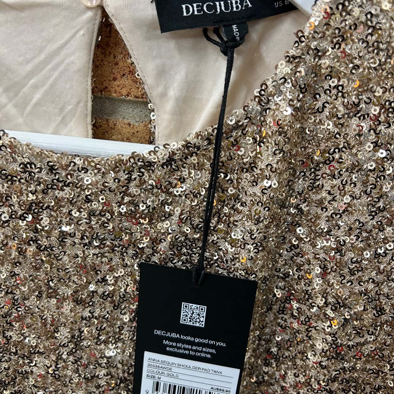 Decjuba Womens Size M Gold Anna Sequin Top (s)