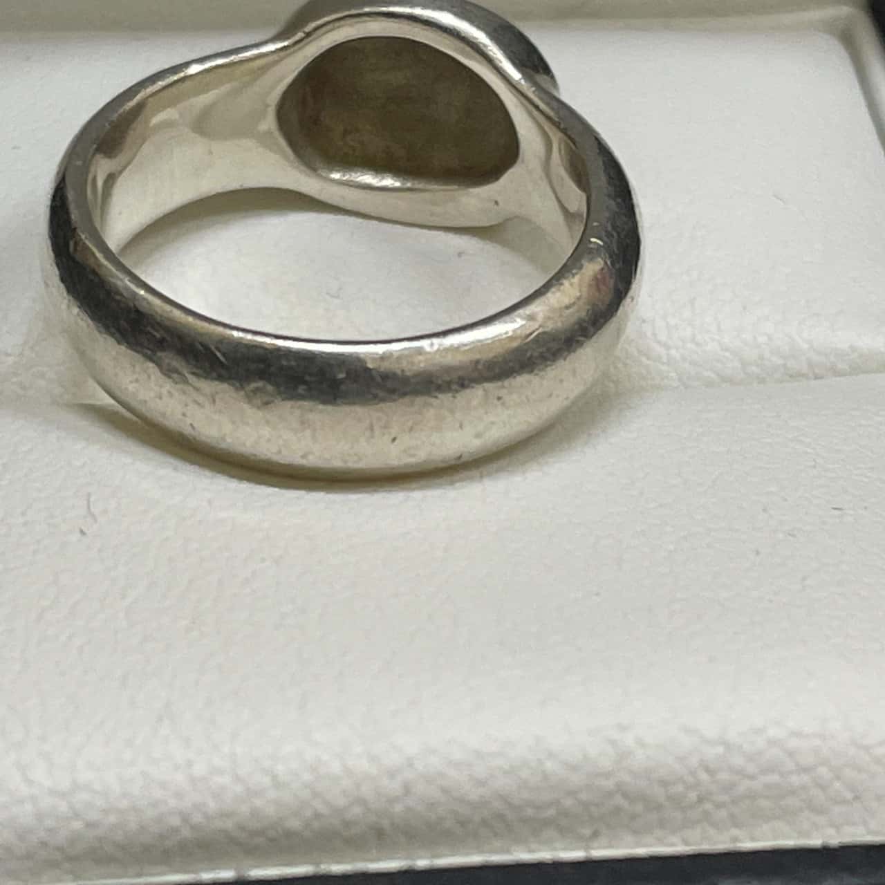 Women' Sterling Silver (925) Chunky Ring with Gold toned bead