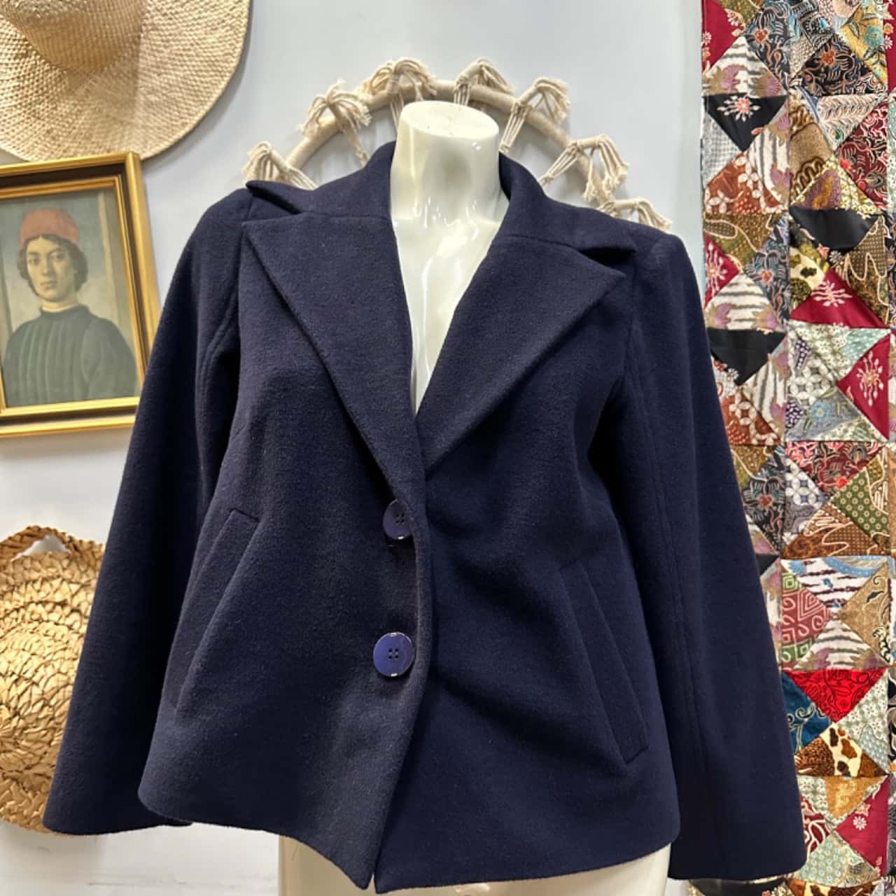 The Ark 100% Wool Navy Cropped Button-Up Jacket(s)