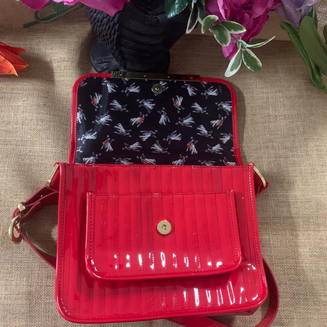 Womens TED BAKER Classy red handbag with French bulldog lining(s)