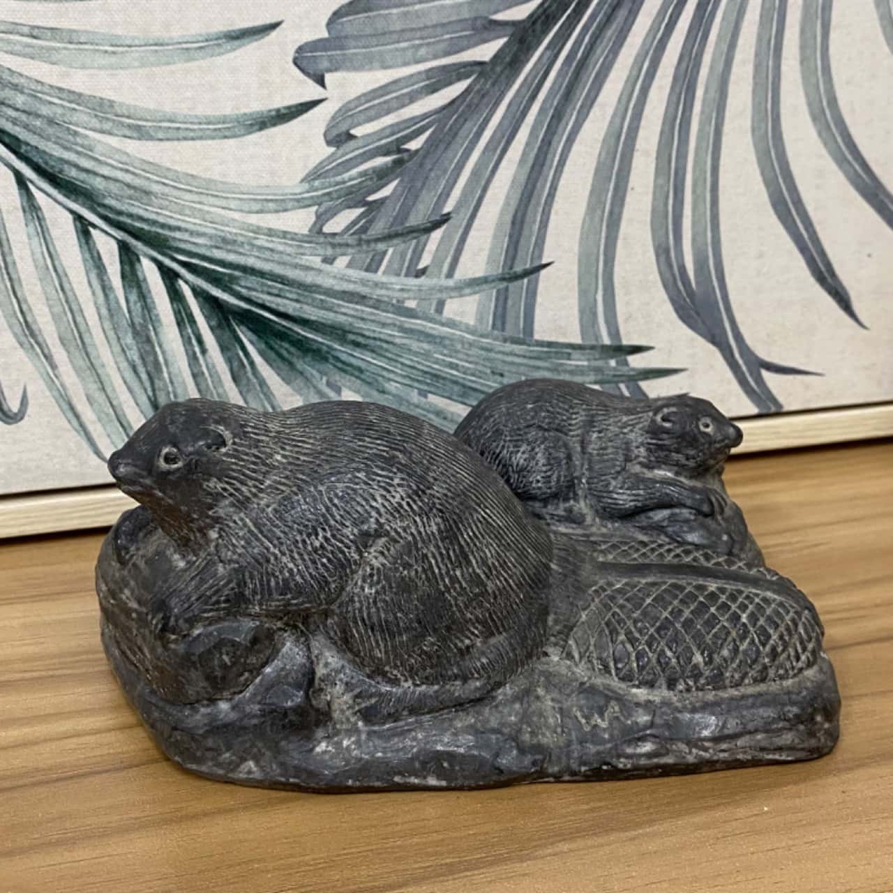 Vintage Al Wolf Beaver Sculpture Made in Canada (s)