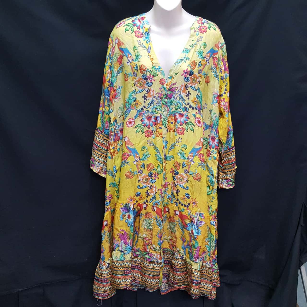 Lula Soul Yellow/Multicoloured Floral Dress Women's size 3XL(s)