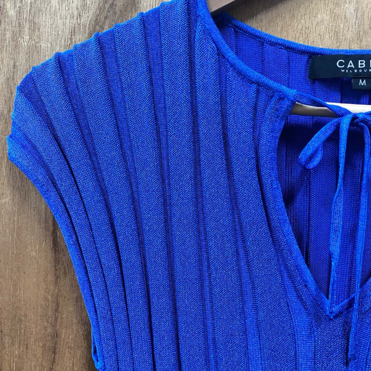 Cable Royal Blue Rib Knit Sleeveless Top Size M