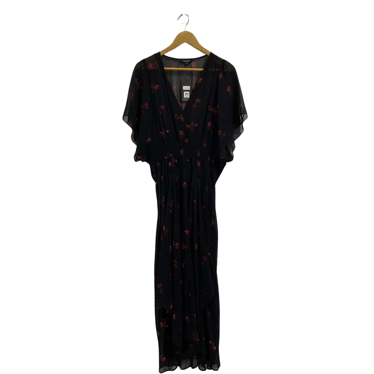 Basque Womens Size 16 Black ‘Rouge Blooms’ long dress (s)