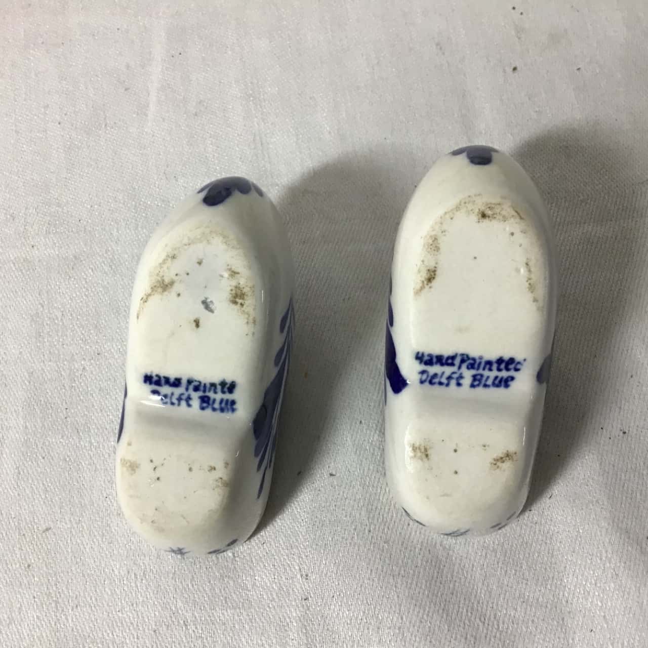 Hand Painted Delft Blue Windmill Pattern Ceramic Clogs and Small Ashtray