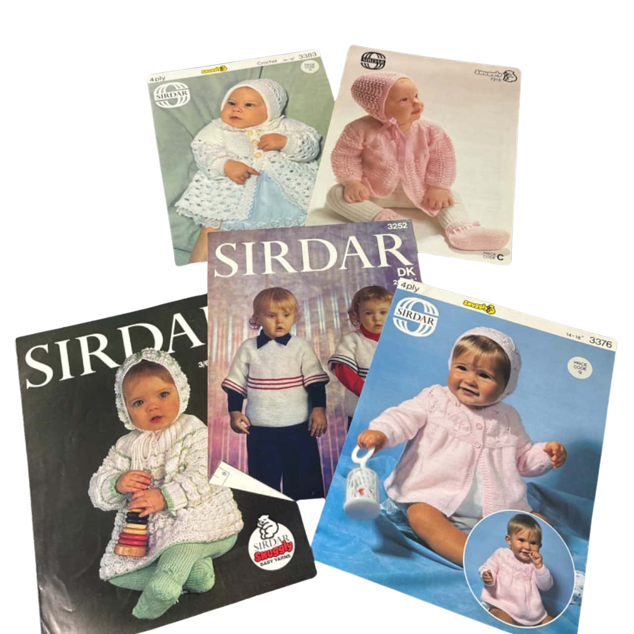 Set of five Sirdar Childrens sewing patterns