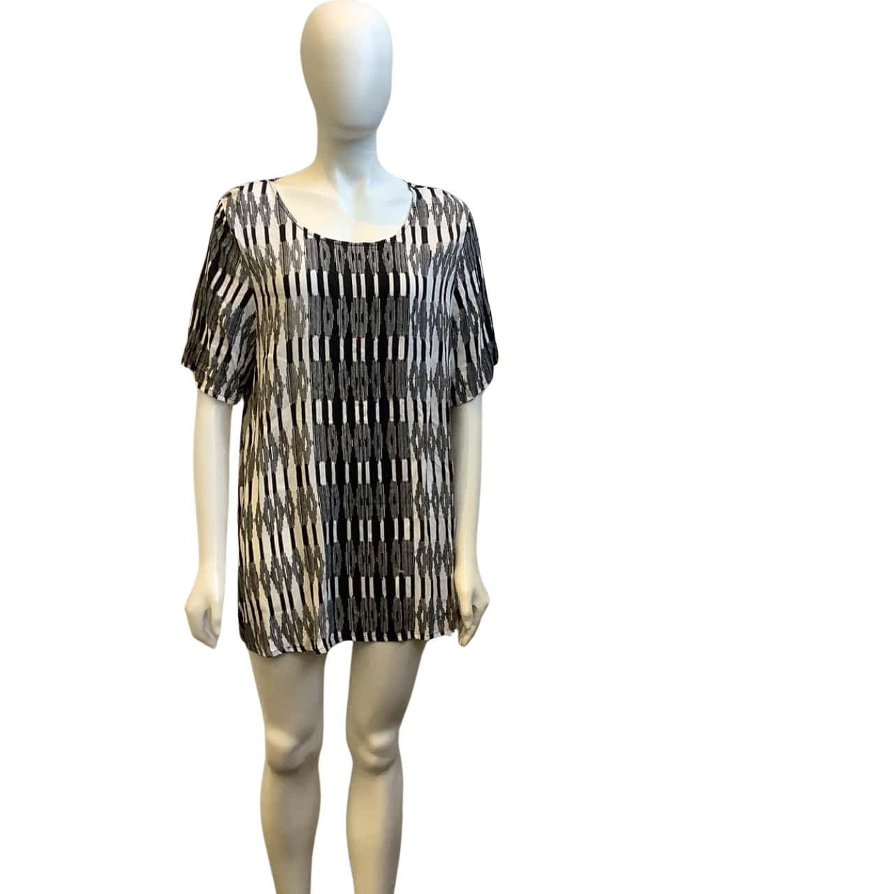 Orientique Womens Size 16-18 Patterned Top Black / White(s)