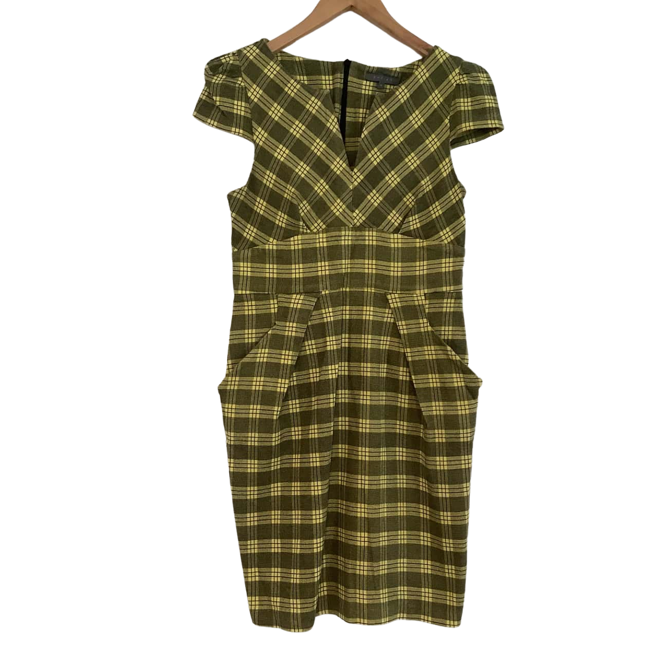 Sheike Yellow and Black Check Dress Size 14