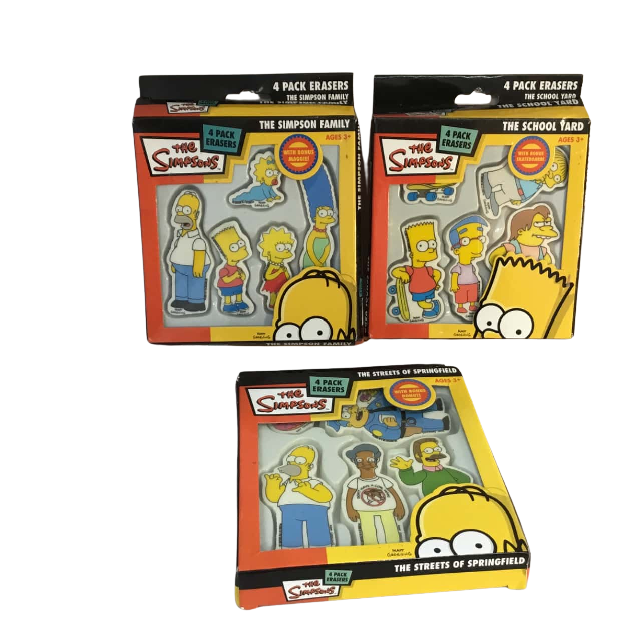 The Simpsons 4 Pack Erasers x 3 as pictured(s)