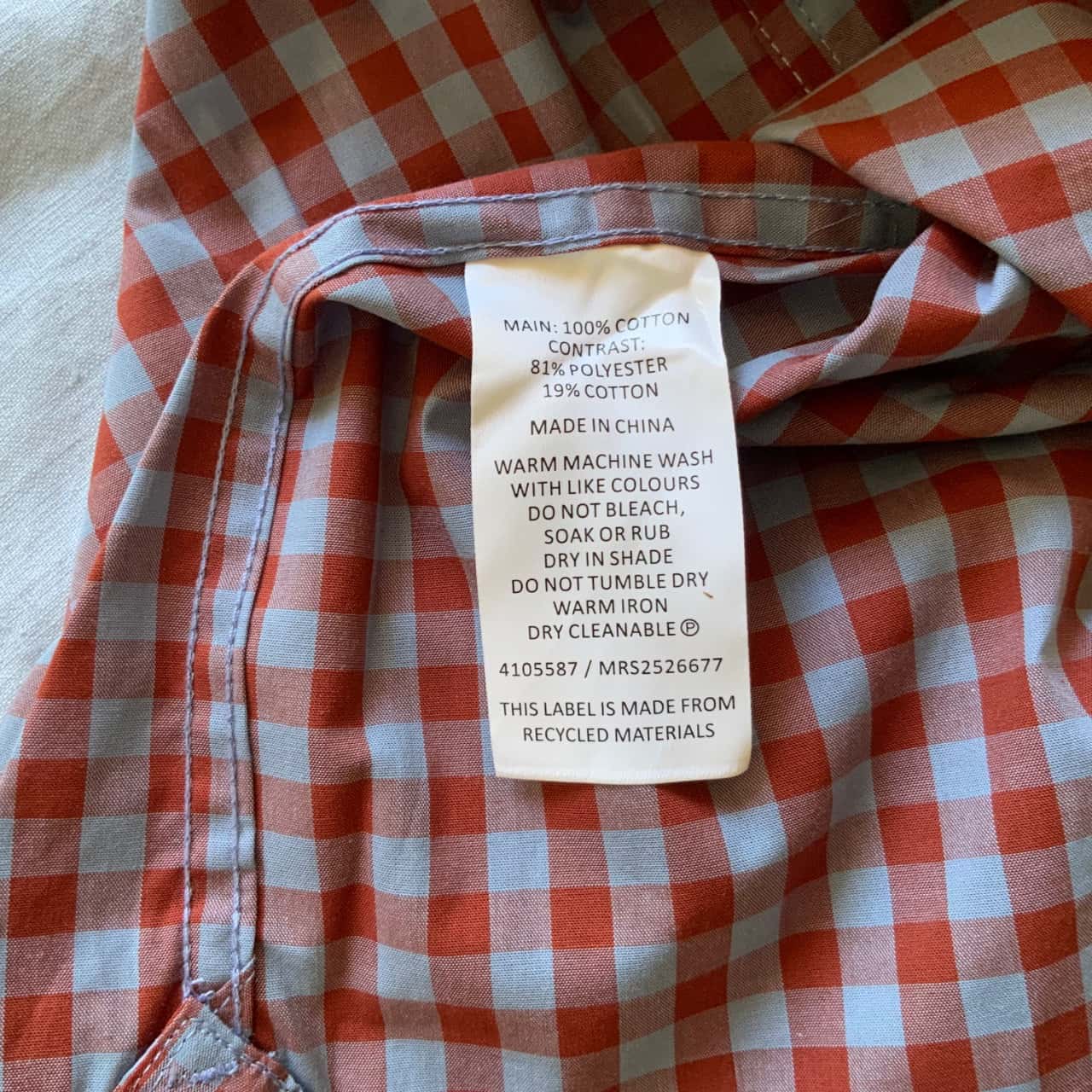 Reserve Mens Size L Short Sleeve Shirt Blue / Burnt Orange / Checked