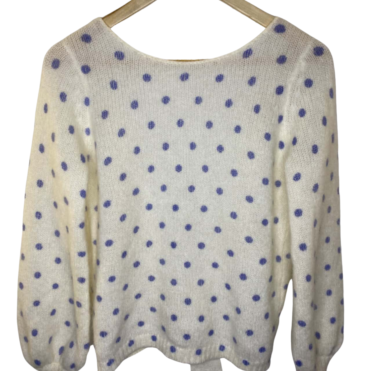 La Maille Sezane Womens Size XS Backless Jumper Blue/ Polka Dot / White (s)