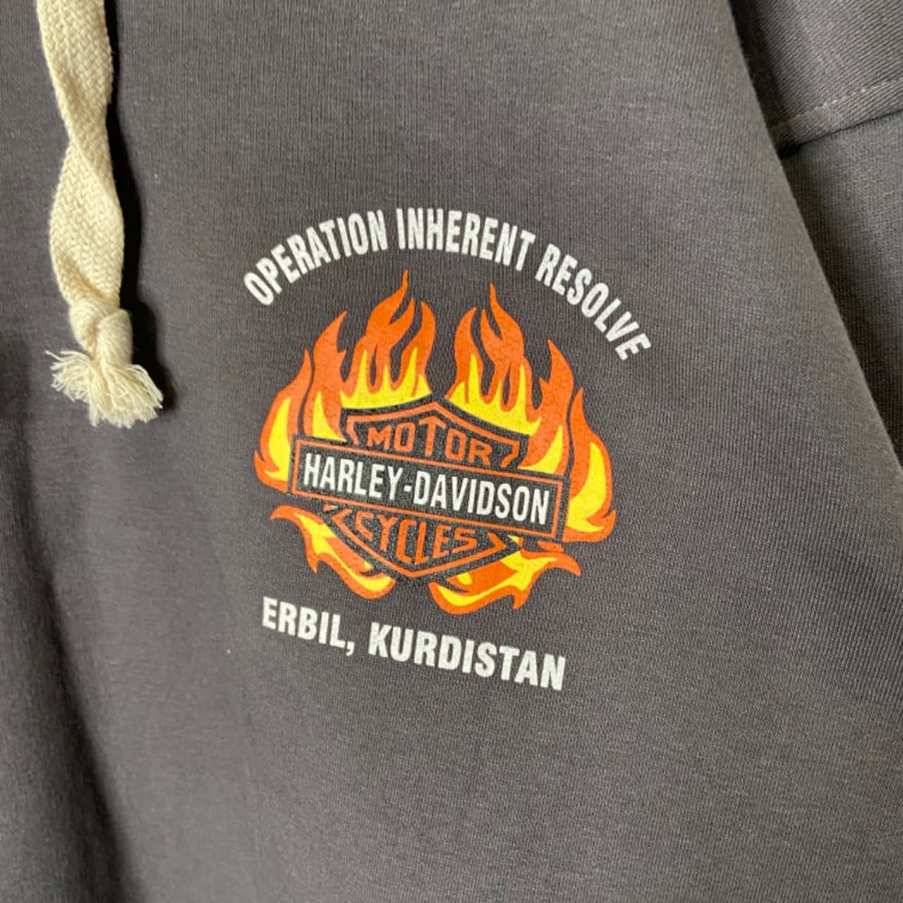 Harley Davidson Mens Operation Inherent Resolve Size XL Hoodie Grey (s)