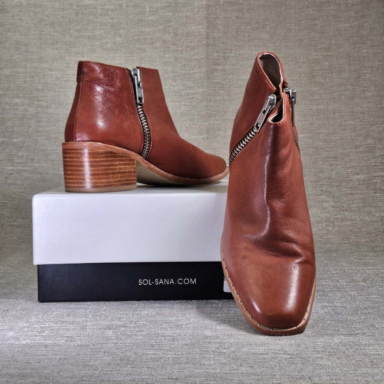 Sol Sana Leather Womens Size 9 Louis Boot Burnt Tan RRP 249.95(s)