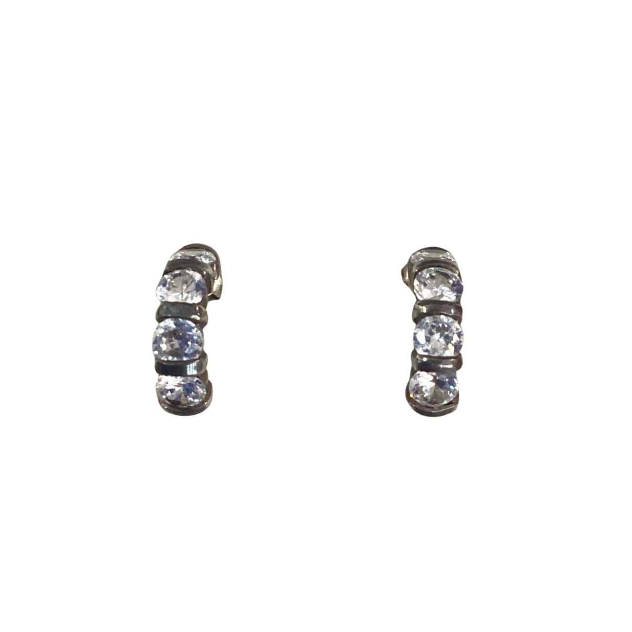 Womens Earrings Sterling Silver Cuffs with Rhinestones (Stamped 925)