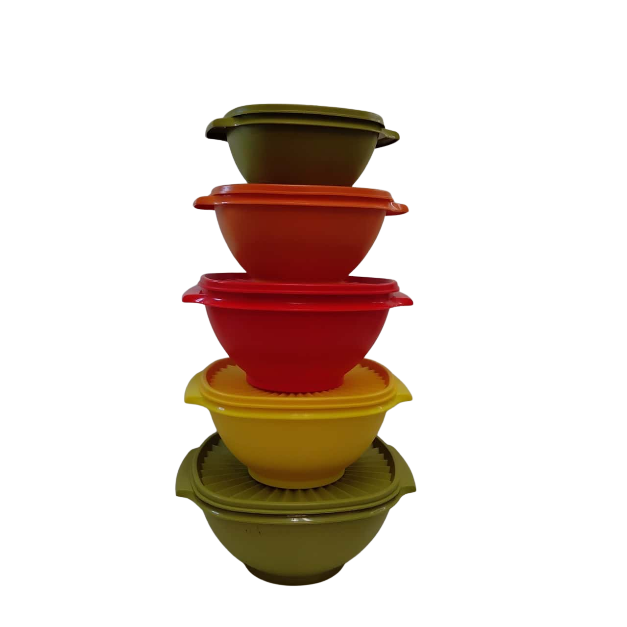 Vintage Tupperware Stackable Set Of 5 Servalier Bowls(s)