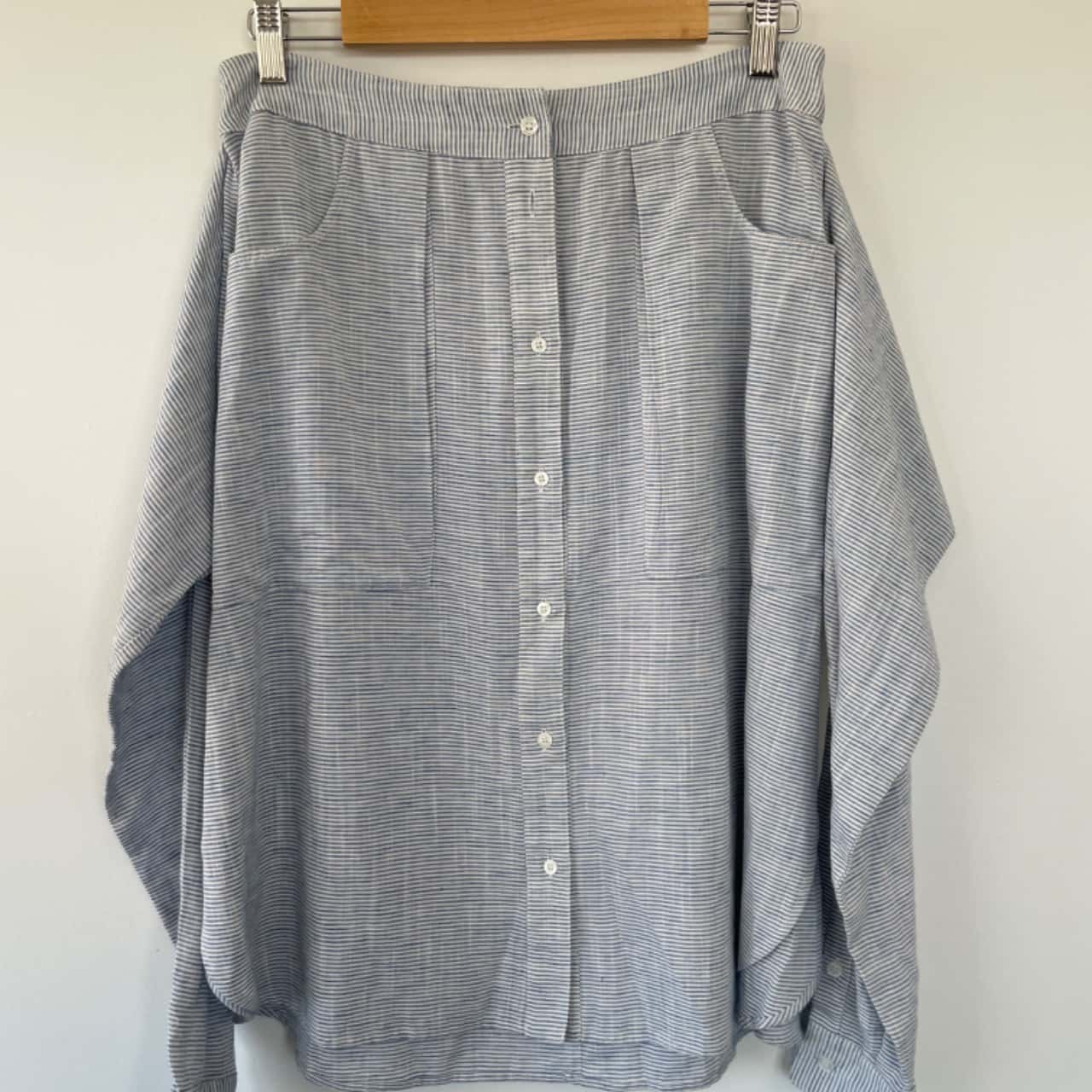 POL Clothing Blue Striped Long Sleeve Shirt Skirt Size 12 / L