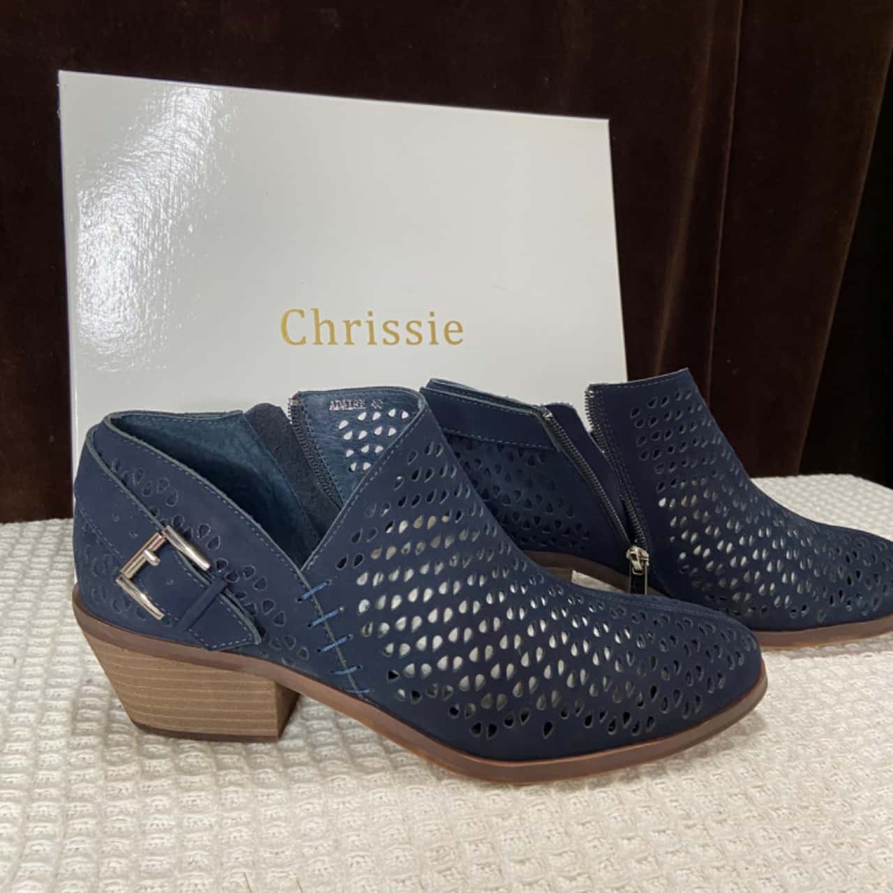 Chrissie Collection, Adairs Nubuck Navy Suede Boot, Size EU40