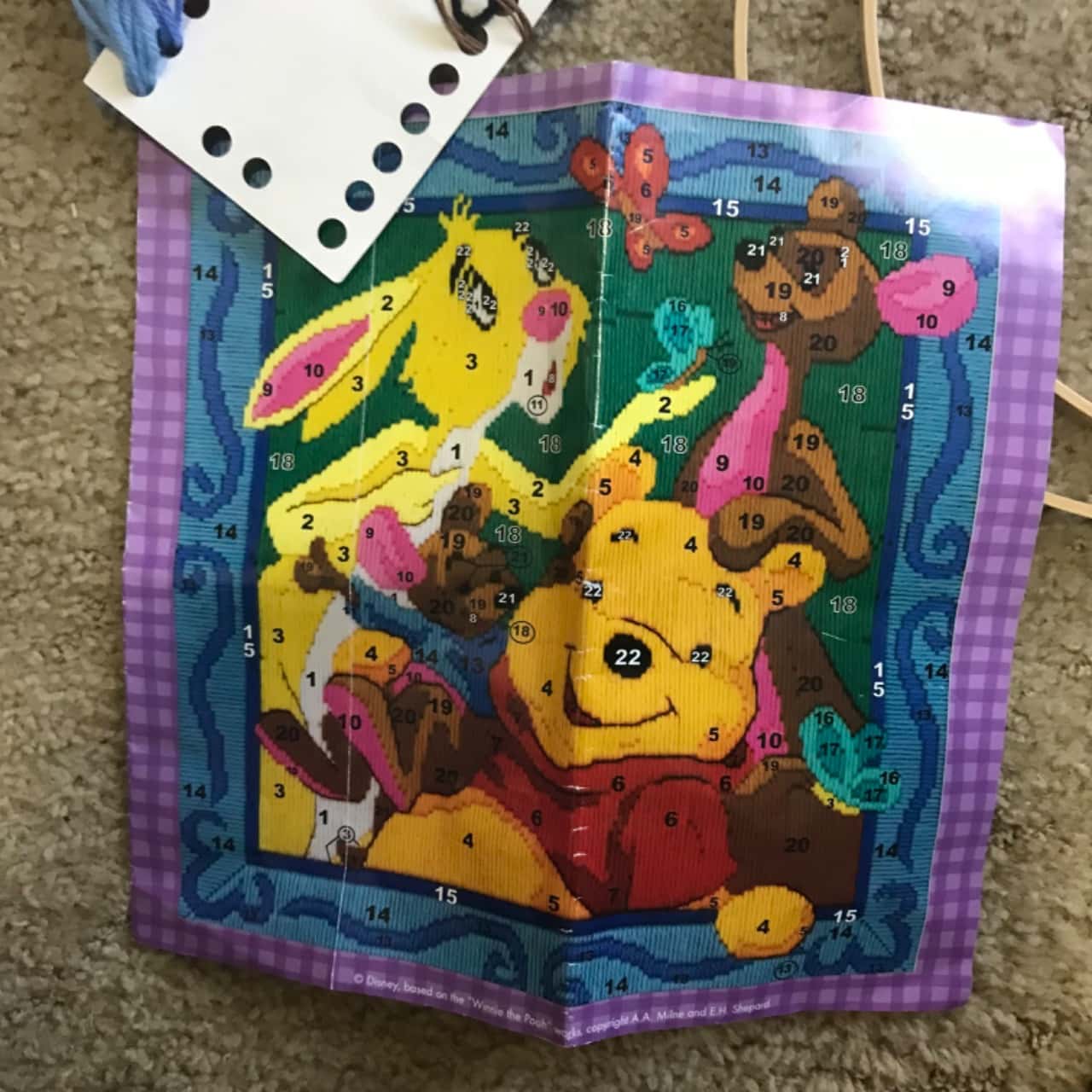 Super Cute Unfinished Longstitch Wool Pattern Winnie Pooh & Friends 1479266