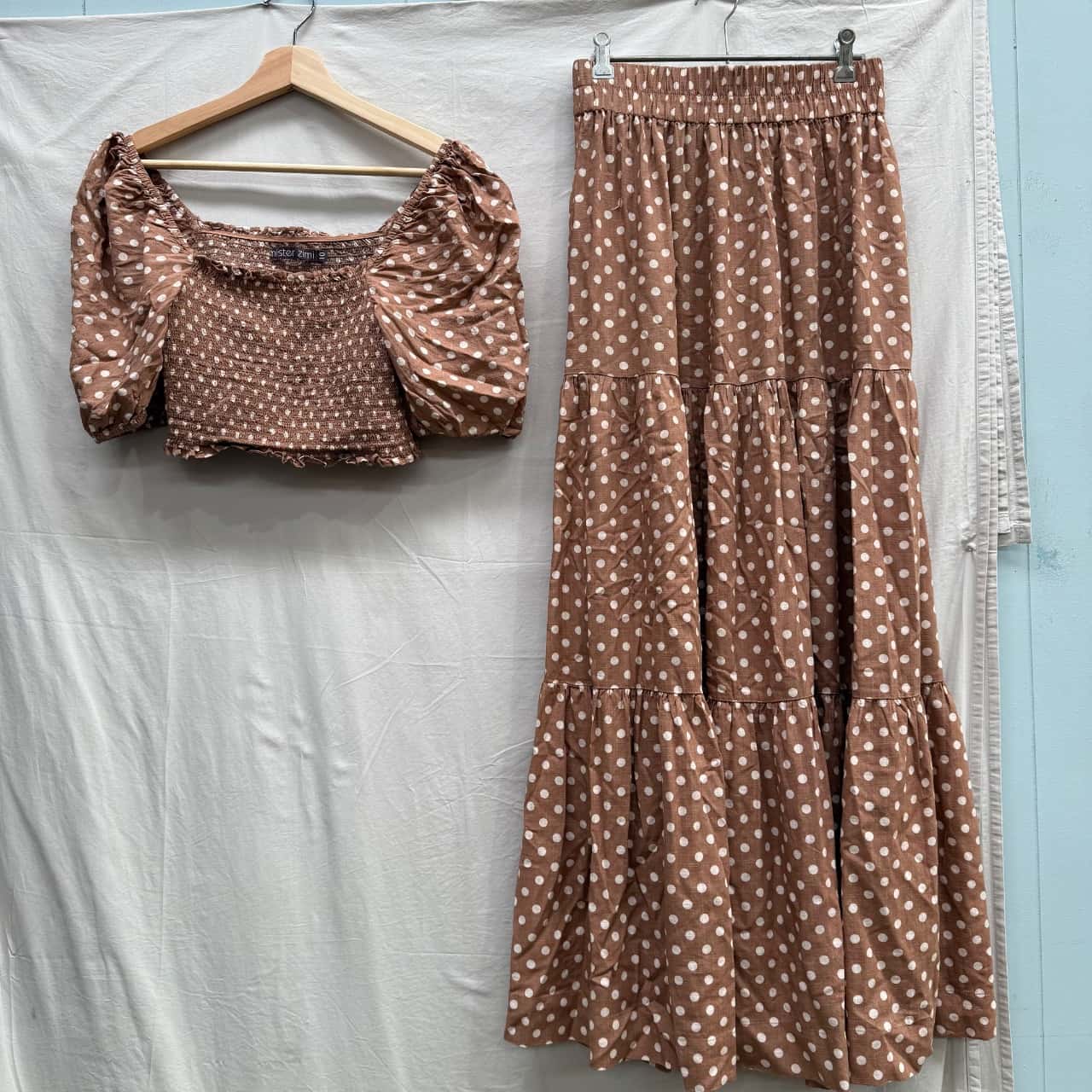 MISTER ZIMI Brown Polka Dot Skirt Set Size 10(s)