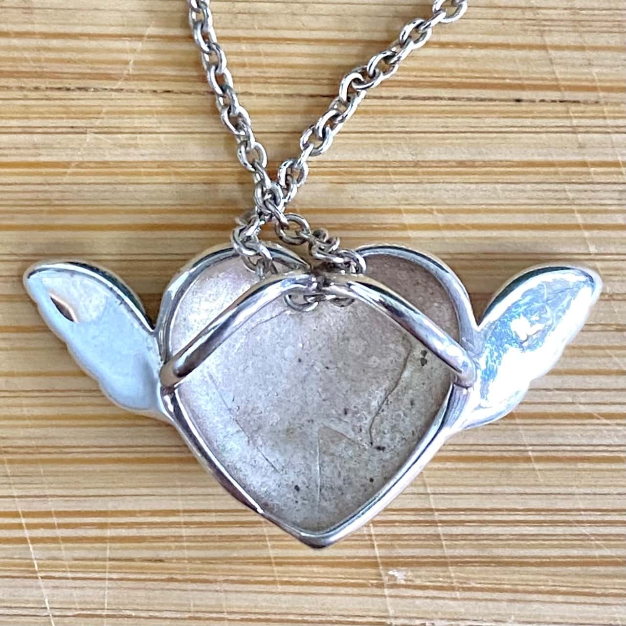Sterling Silver Tiffany-Style Winged Heart Necklace (Stamped 925)