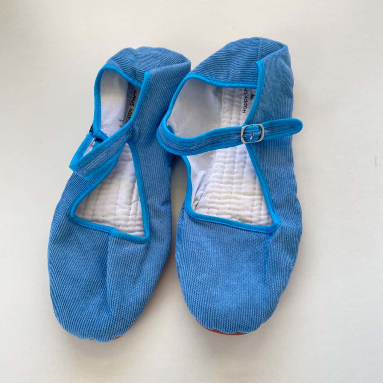 Kung Fu Mary Happy Shoes Blue Corduroy Flats Size 41(s)