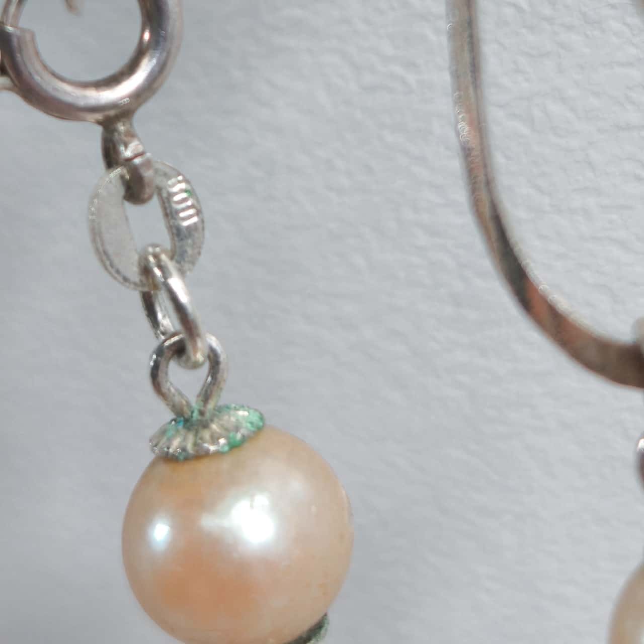 Womens Necklace Silver Pearl