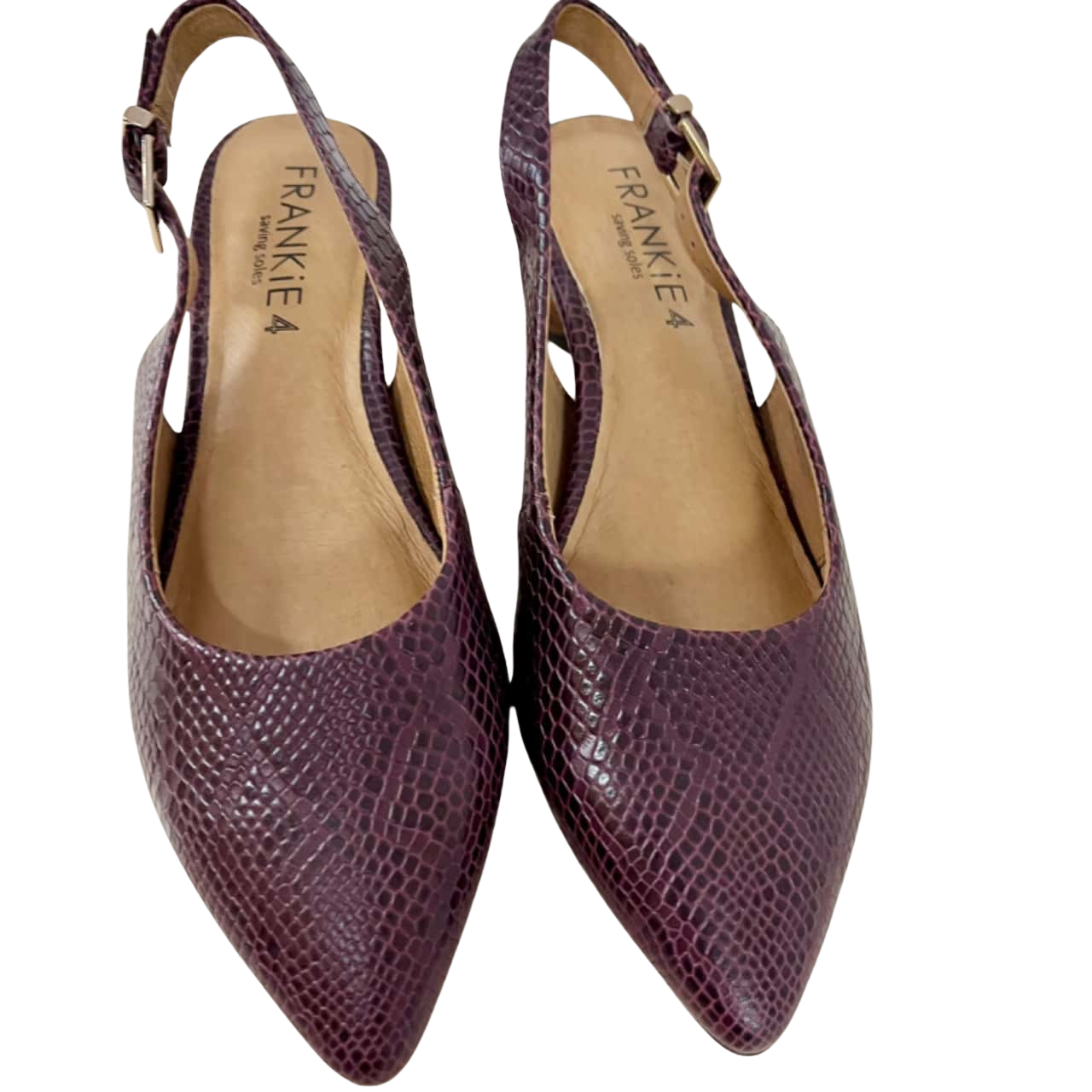 Frankie 4 Burgandy sling backs /tortoise shell heel Size 7.5(s)