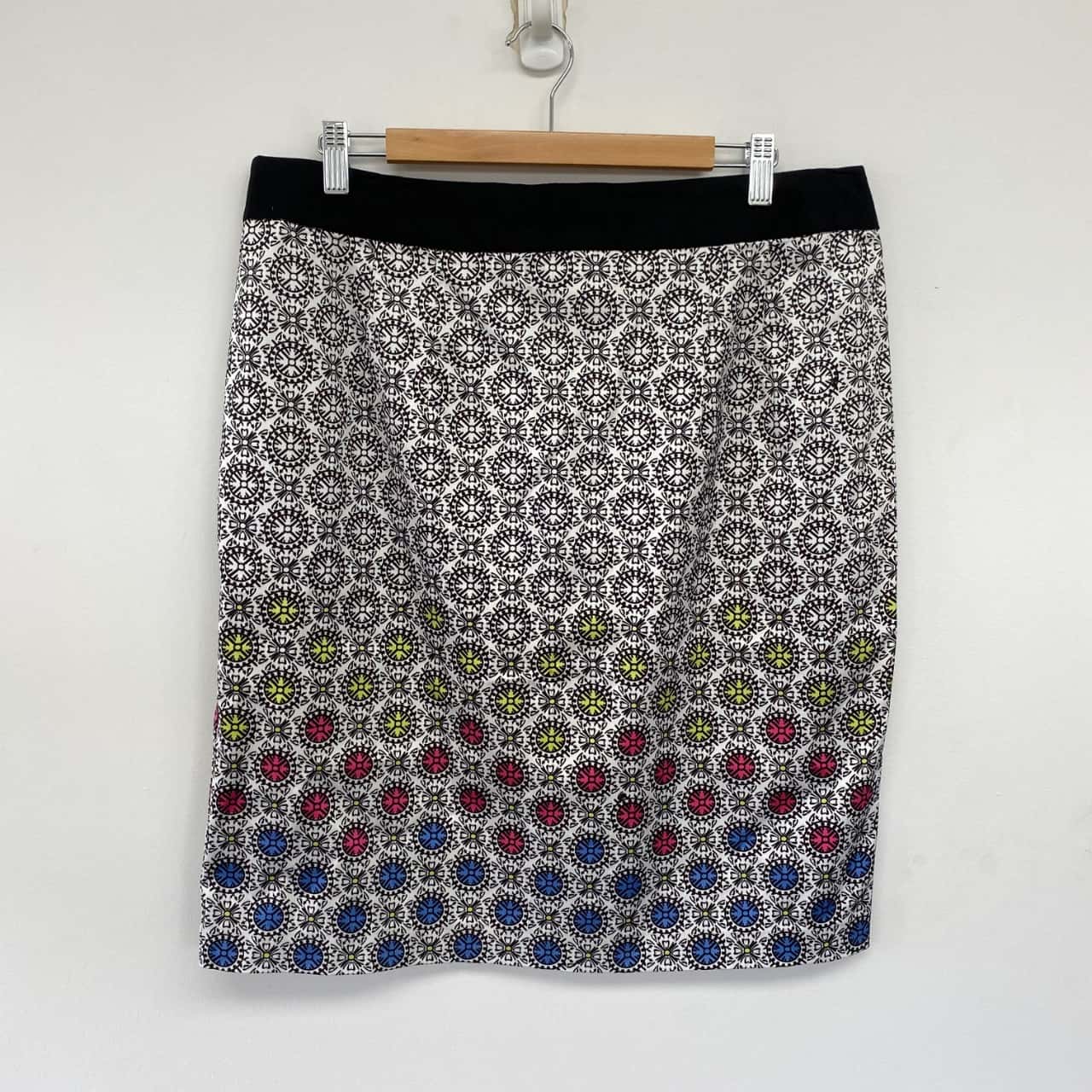 Basque Black White Pattern Office Mini Skirt Size 16