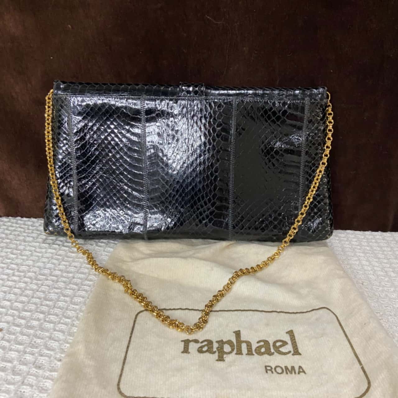Raphael Roma, Genuine Leather, Black and Gold, Pelletterie C3 Clutch(s)