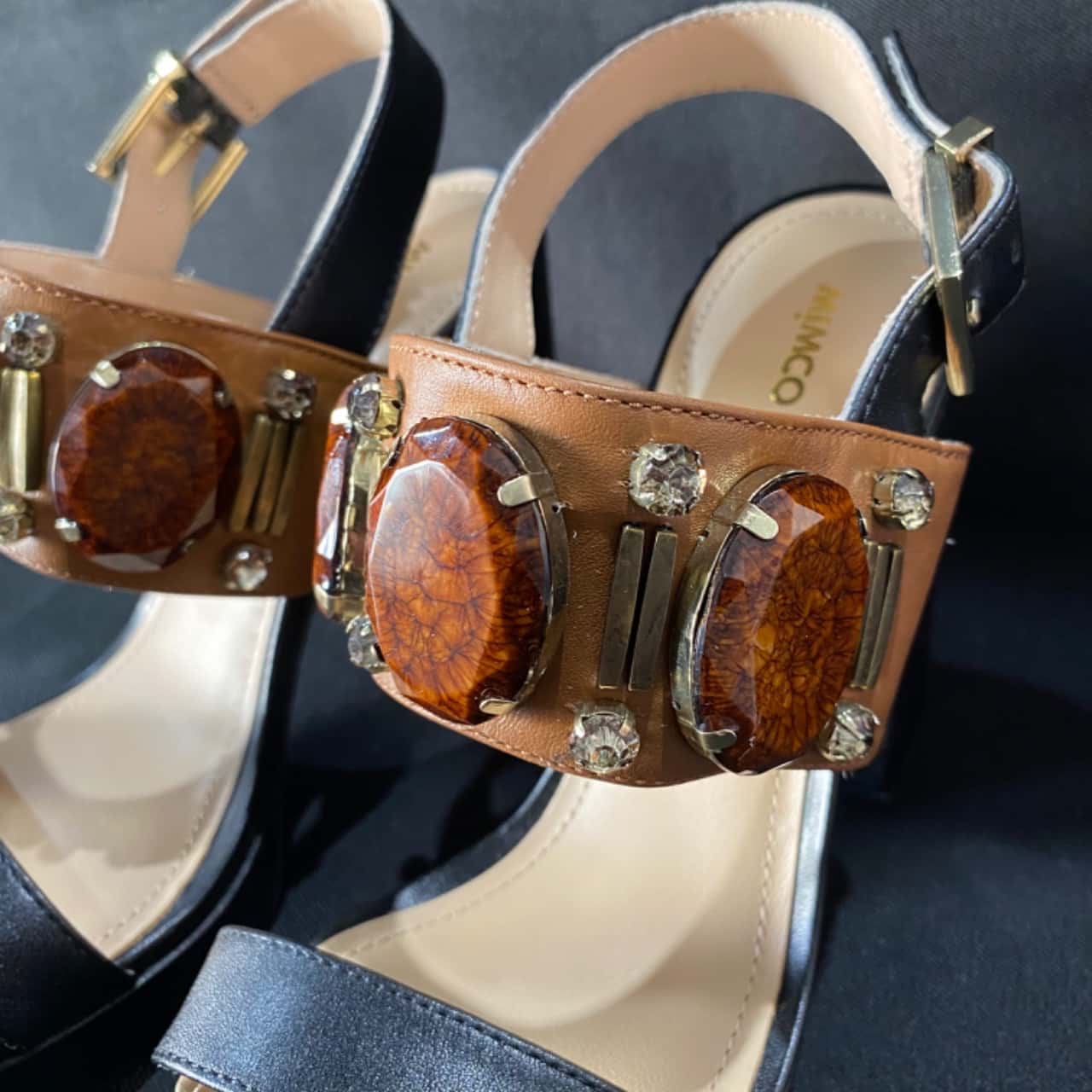 Womens MIMCO “The Raid” Black and Brown Embellished Platform Shoes(s)