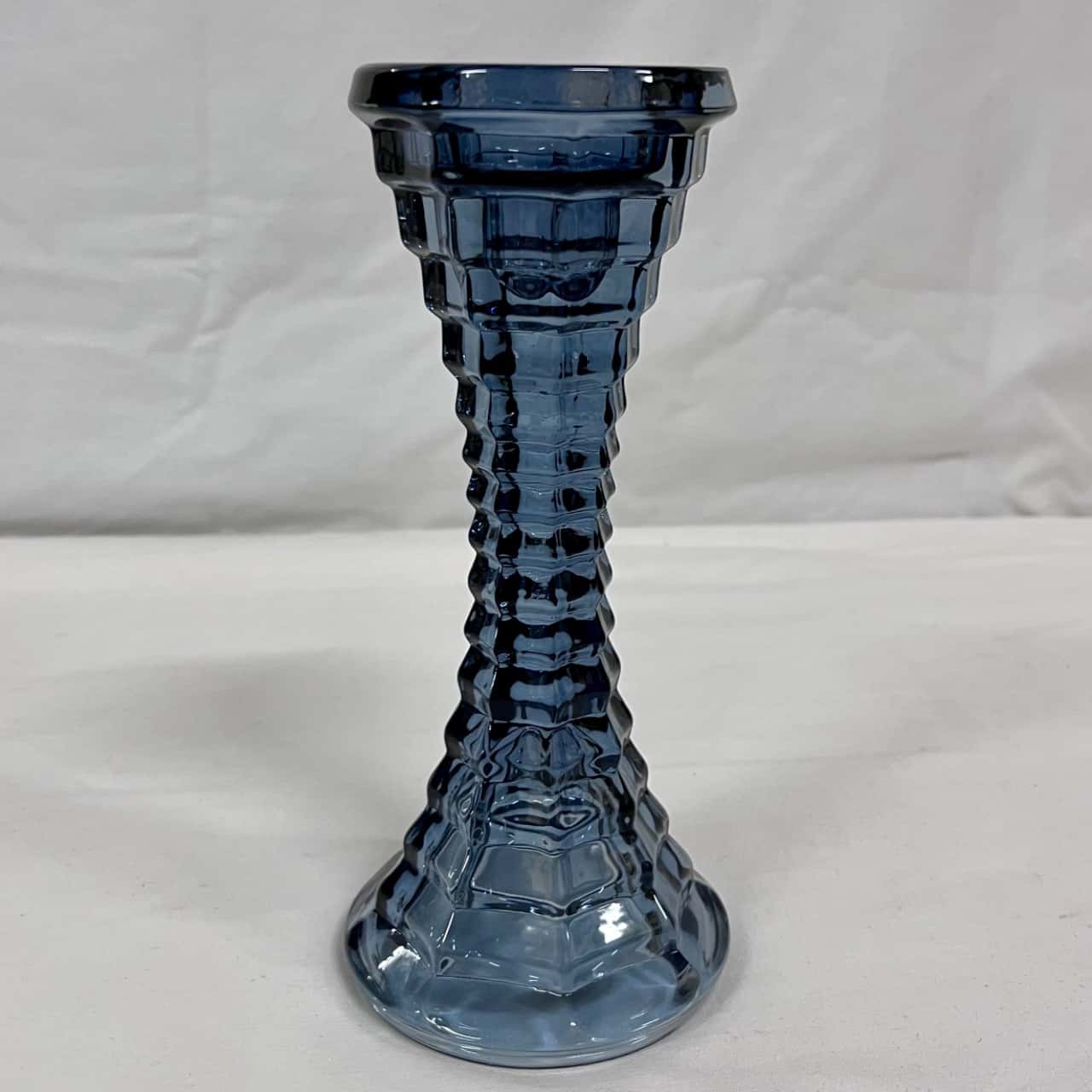 Heavy Blue Glass Candle Stick