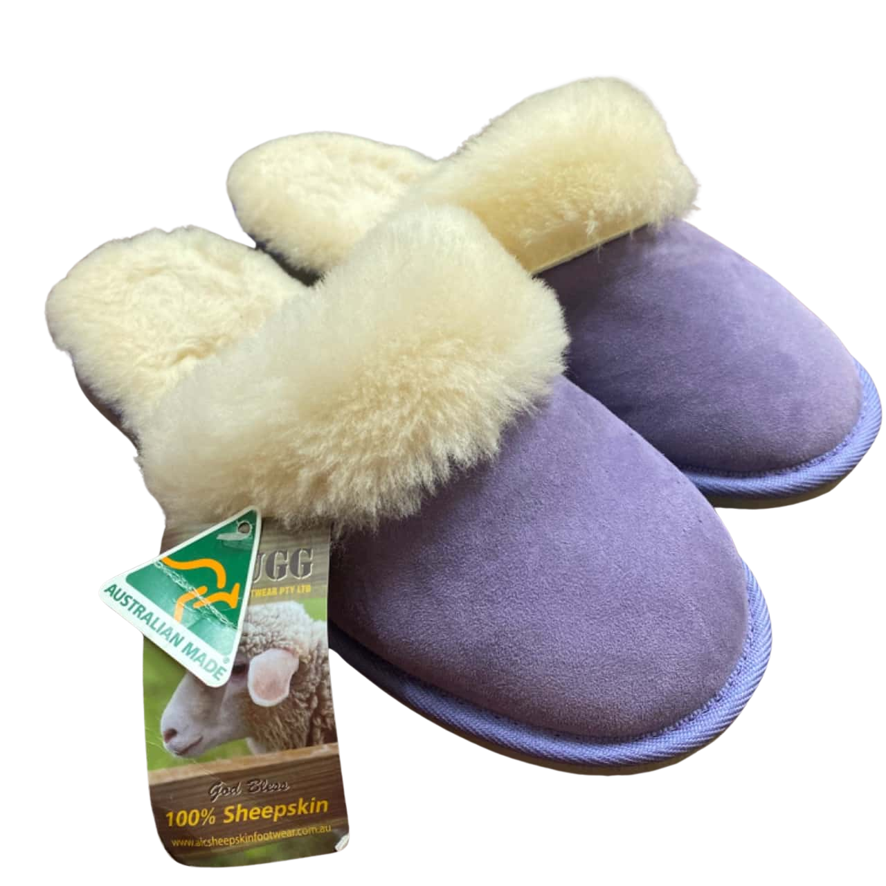 Womens Size 8 Cream / Purple Sheepskin Ugg Slippers(s)