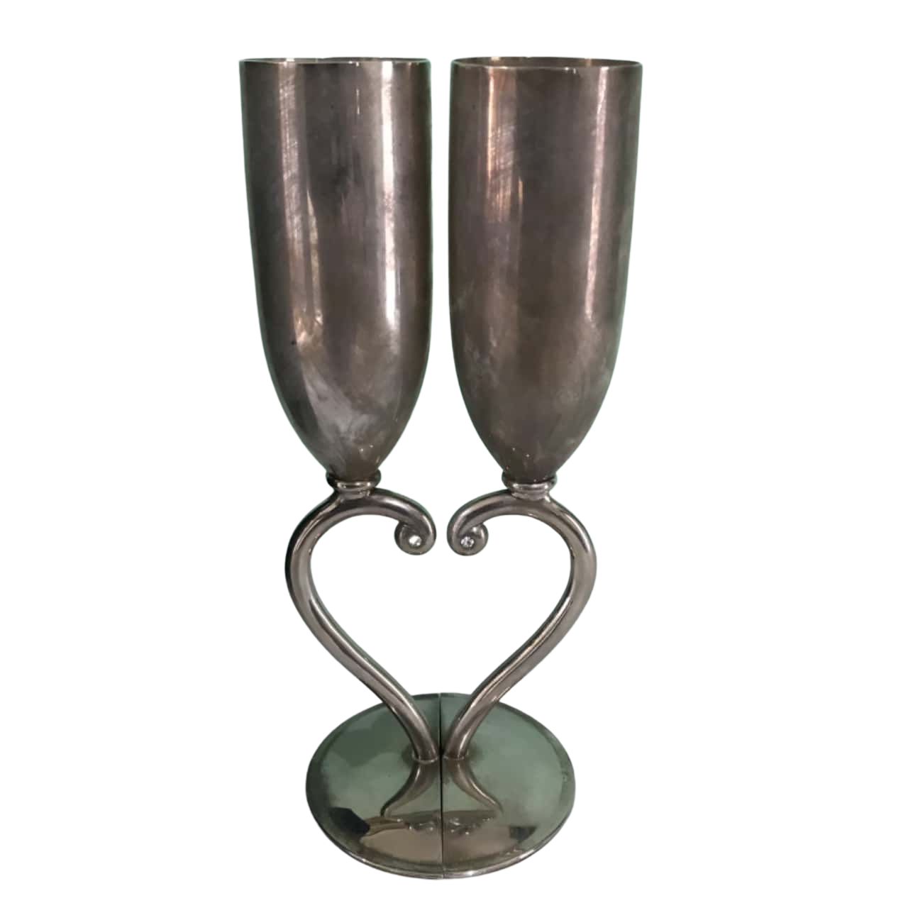 Quirky Pair Wedding Goblets Metal (EPNS/ SILVER???) No Hallmarks Cups ...