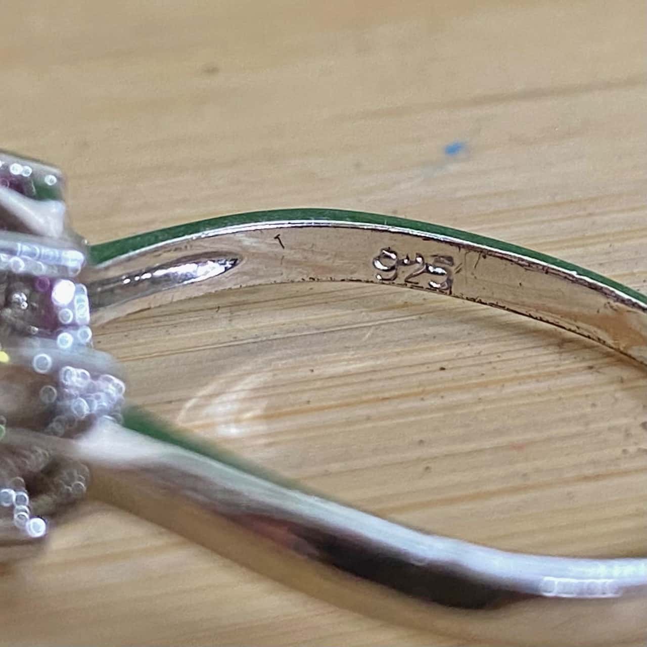 Sterling Silver Colourful Diamante Ring (Stamped 925)(s)