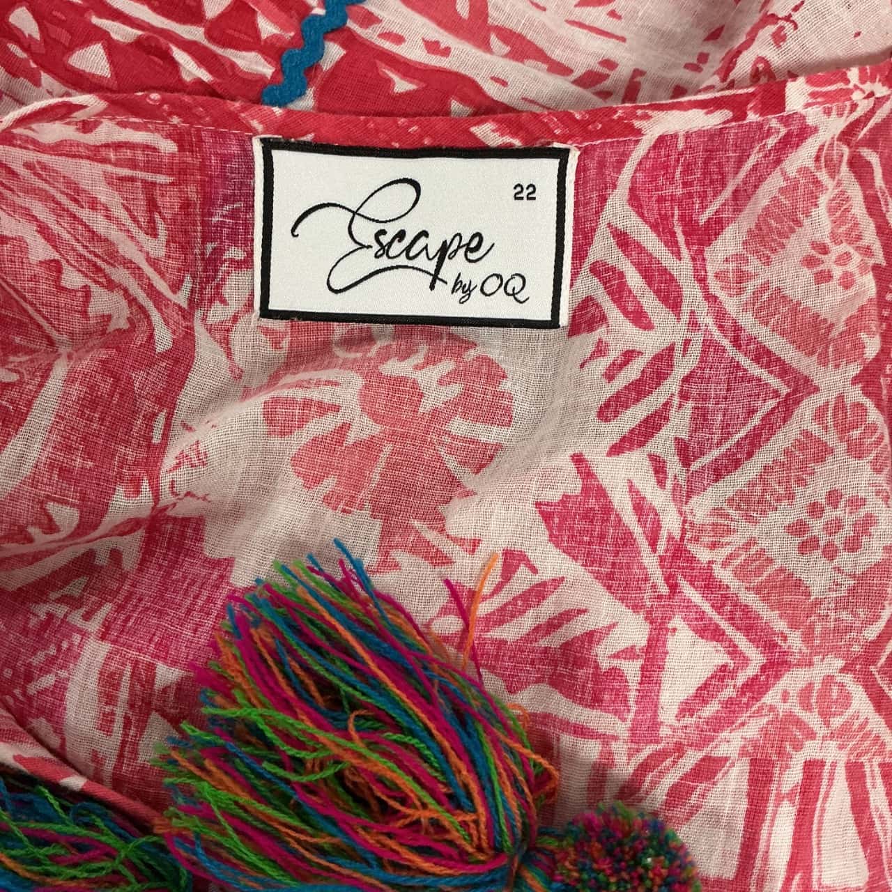 Escape by OQ Womens 100% Cotton Size 22 Maxi Dress Pink / Red / White (s)