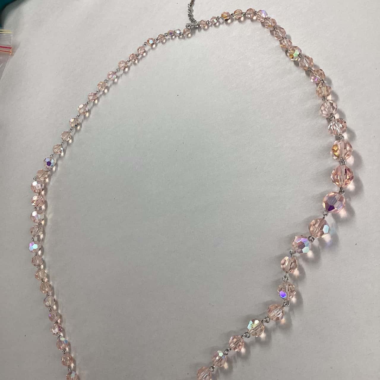 Vintage Austrian Crystal AB Necklace - Blush sparkley pink (s)