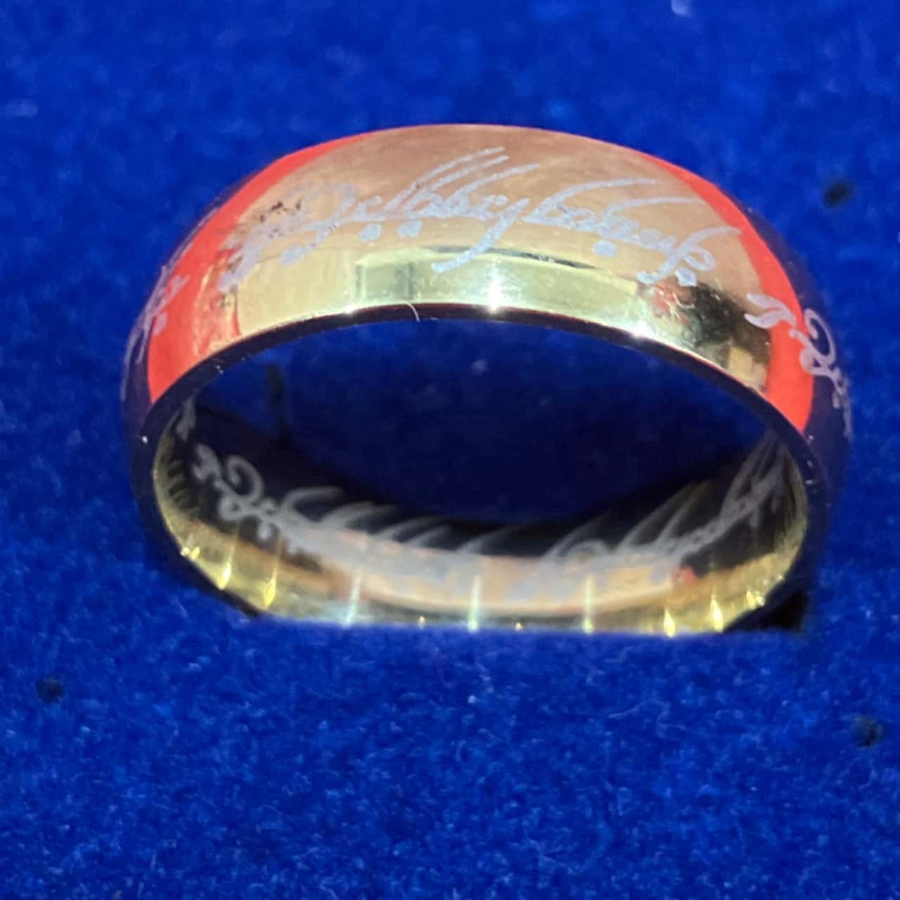 Women' Lord of the Ring Inscripted Inside & Out Ring Gold (s)