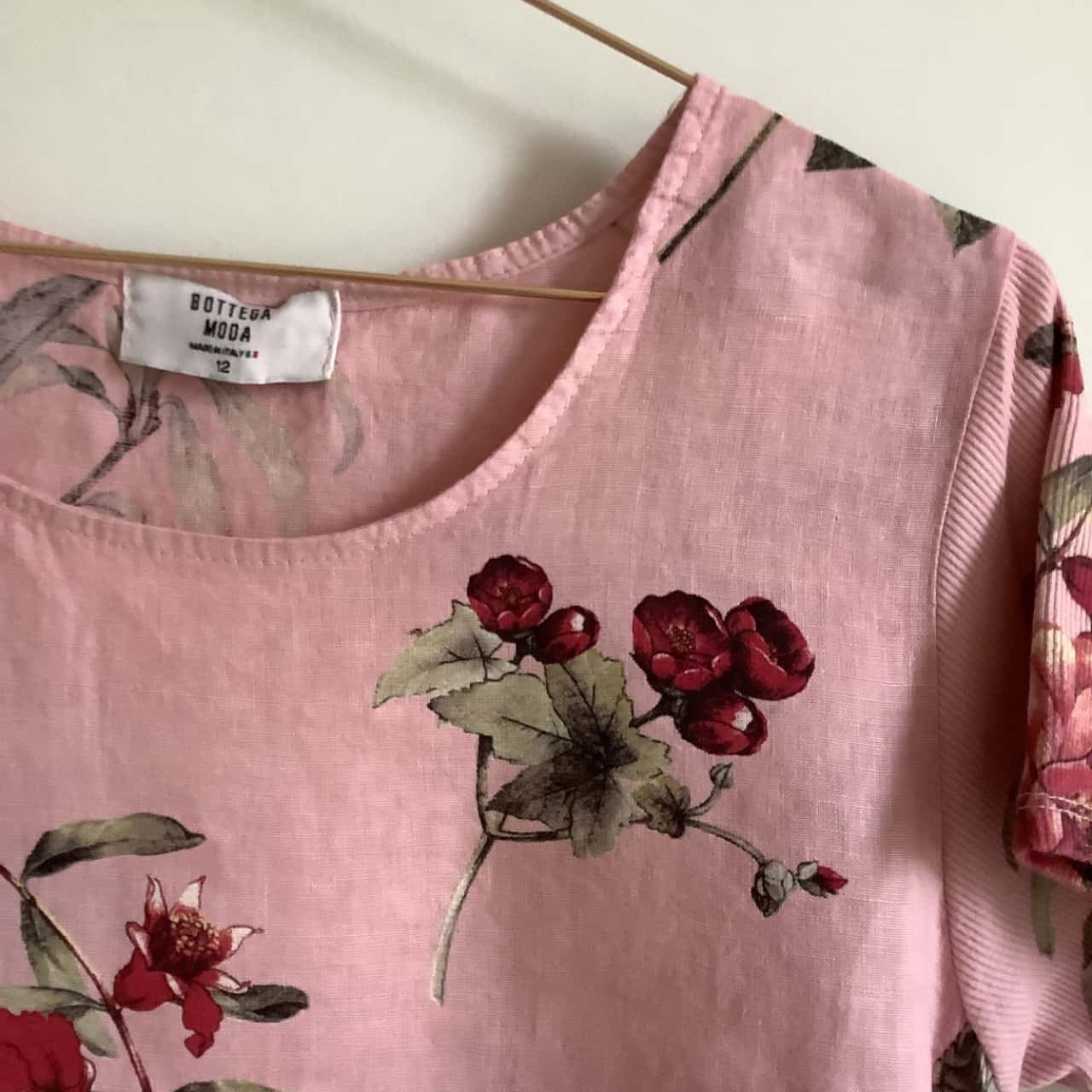 Bottega Moda Linen Floral Dress Size 12 (s)