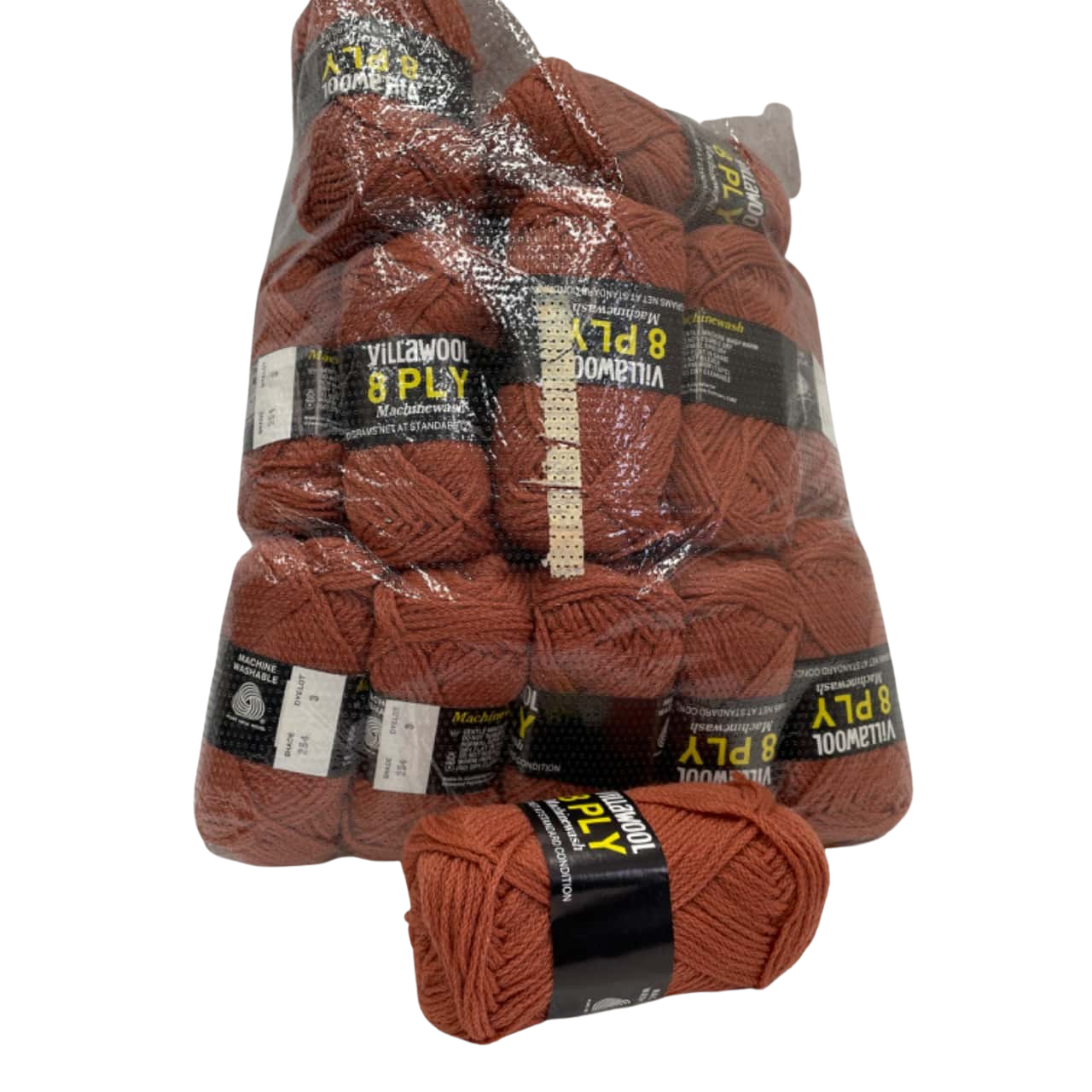 Villawool 8 ply. 50g balls x 18. Rusty Brown (s)