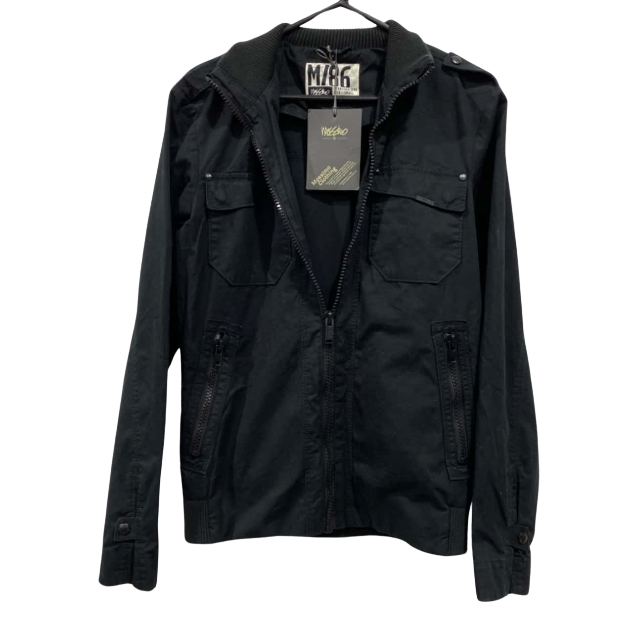 Mossimo Mens Size S Front Zipper Black Jacket