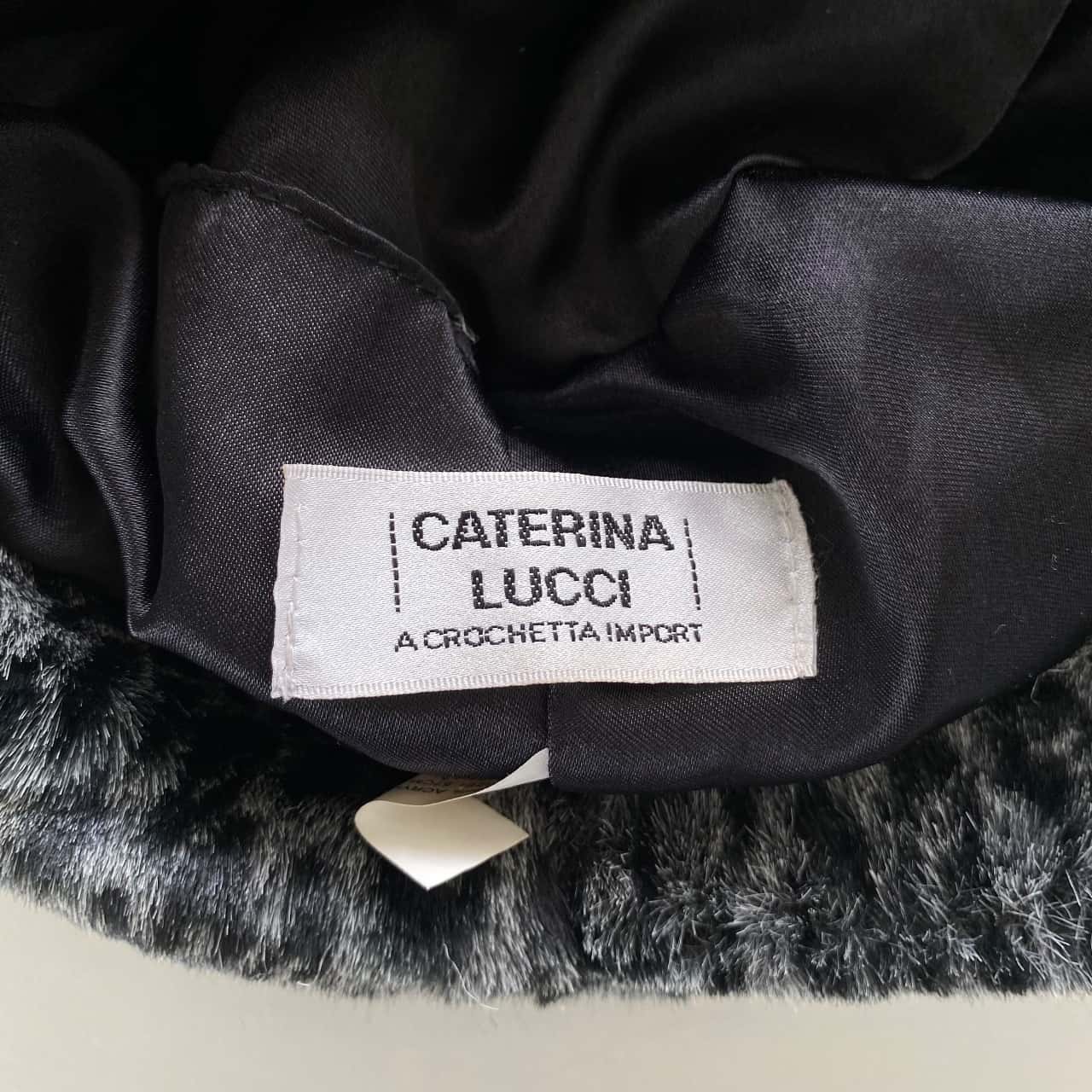 Caterina Lucci Grey Black Animal Print Hat Size 57cm