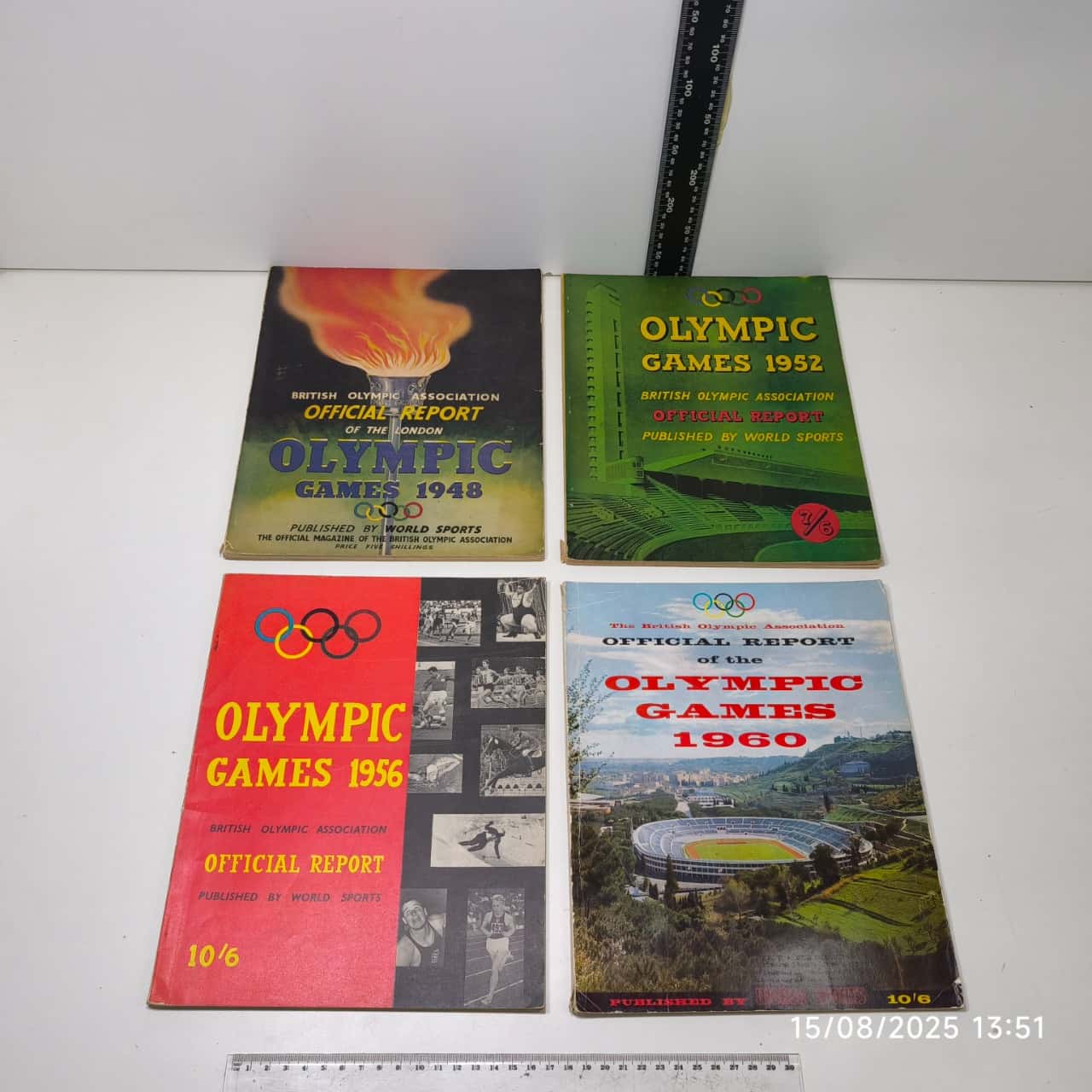 4x Vintage Olympic Games Official Report Books 1948, 1952, 1956, 1960(s)