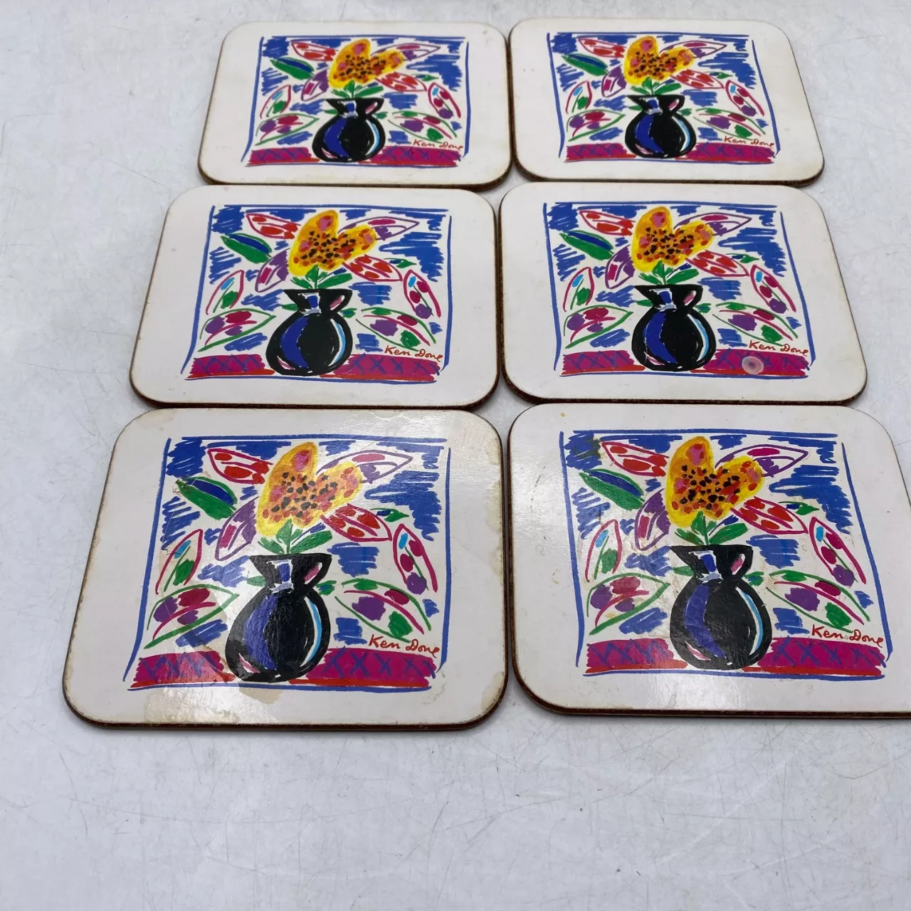 Set 6 Ken Done Vintage Drink Coasters PLUS 5 Placemats PLEASE READ ...