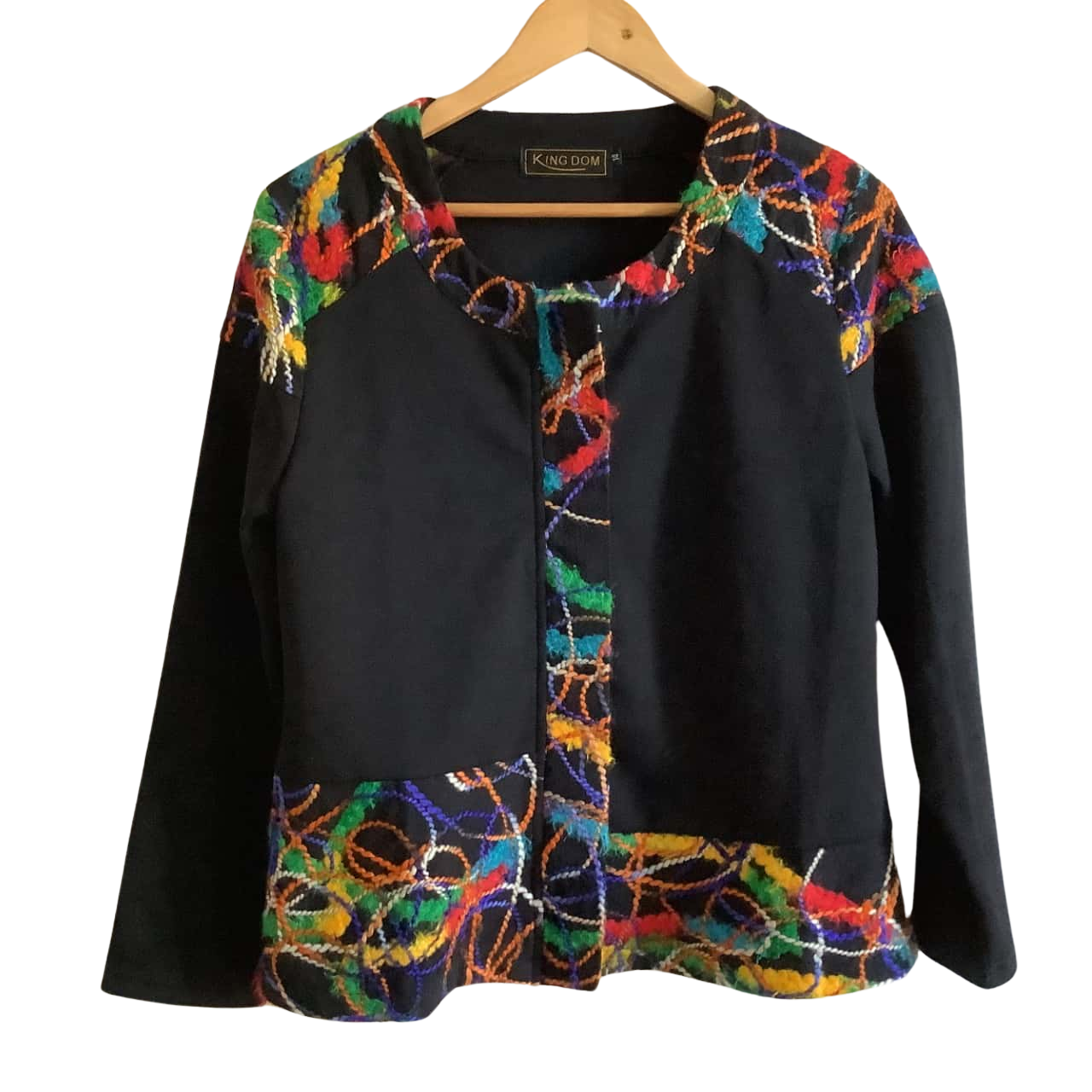 Gorgeous Black Zip Up Embroidered Jacket. Size 14 (s)