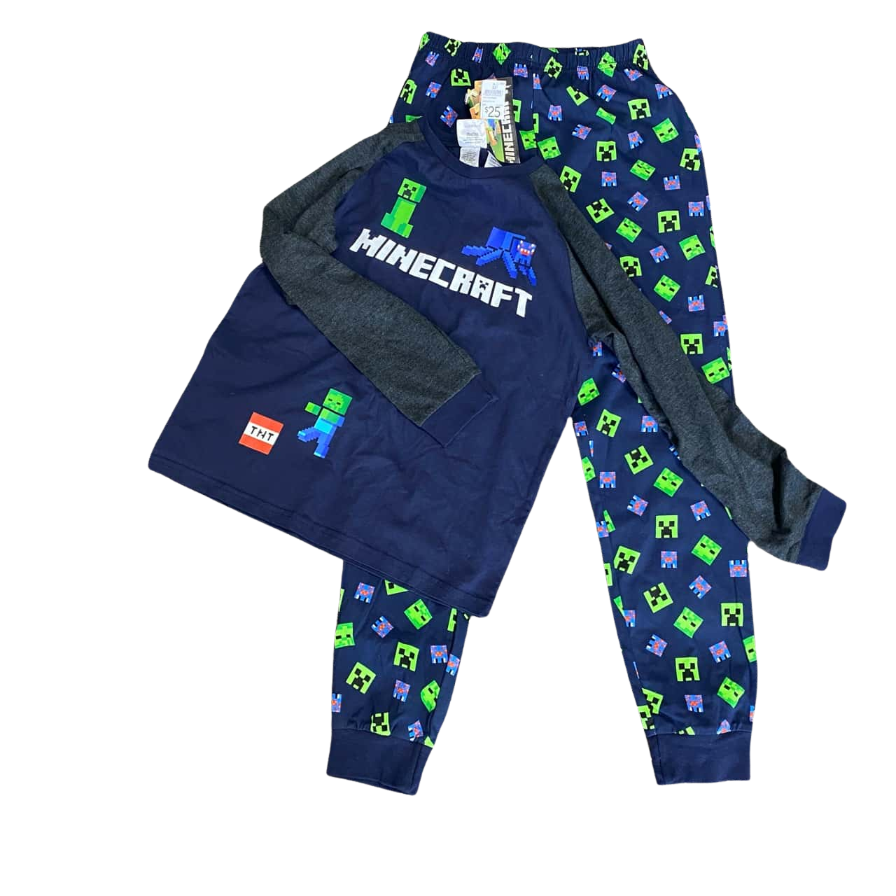 Mojang Navy/Grey Minecraft PJ set Boys size 12(s)