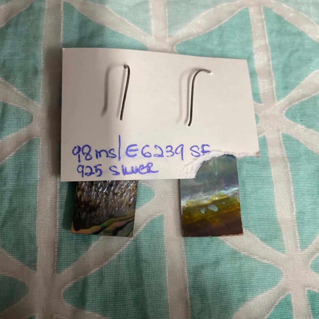 Womens 925 Silver Abolone Shell Dangle Earrings