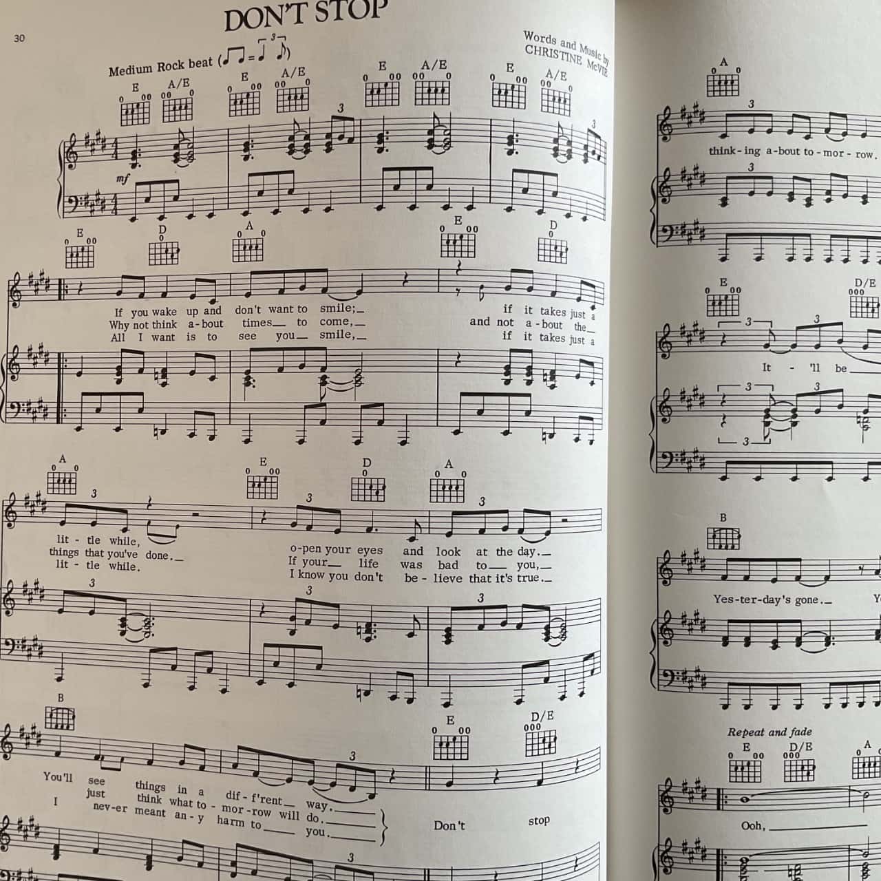 Fleetwood Mac - Rumours - Vintage Piano, Guitar and Vocals Sheet Music ...