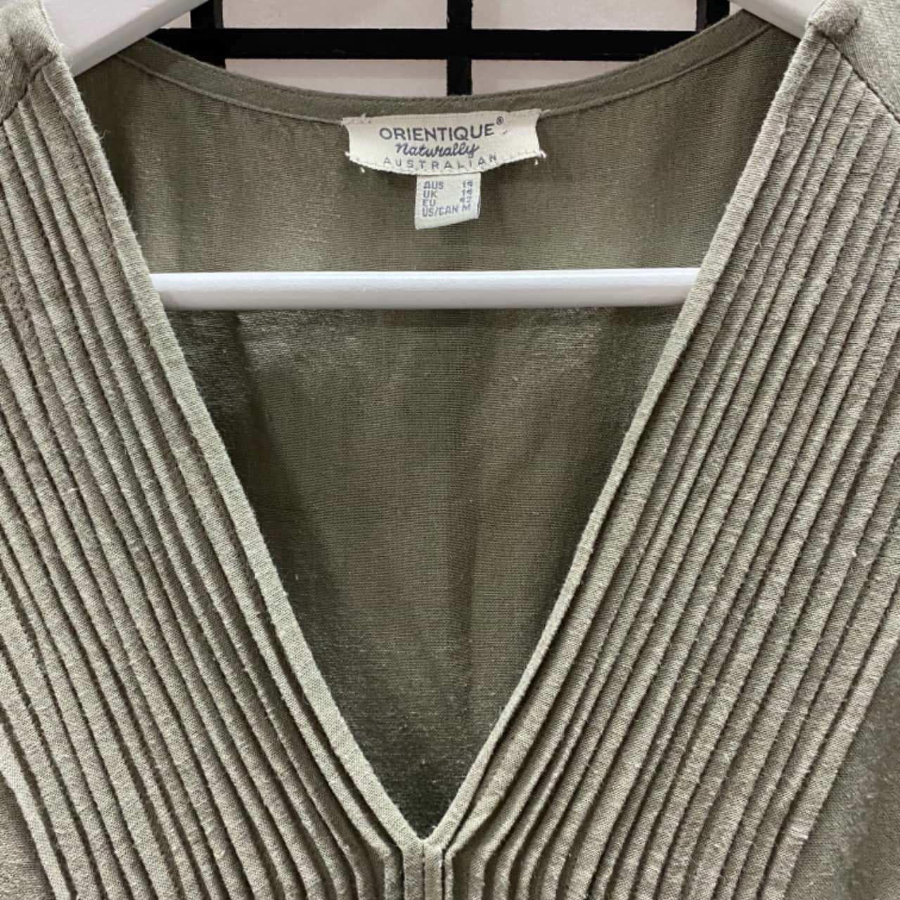 ORIENTIQUE Womens SIZE 14 Sleeveless Dress Khaki (s)