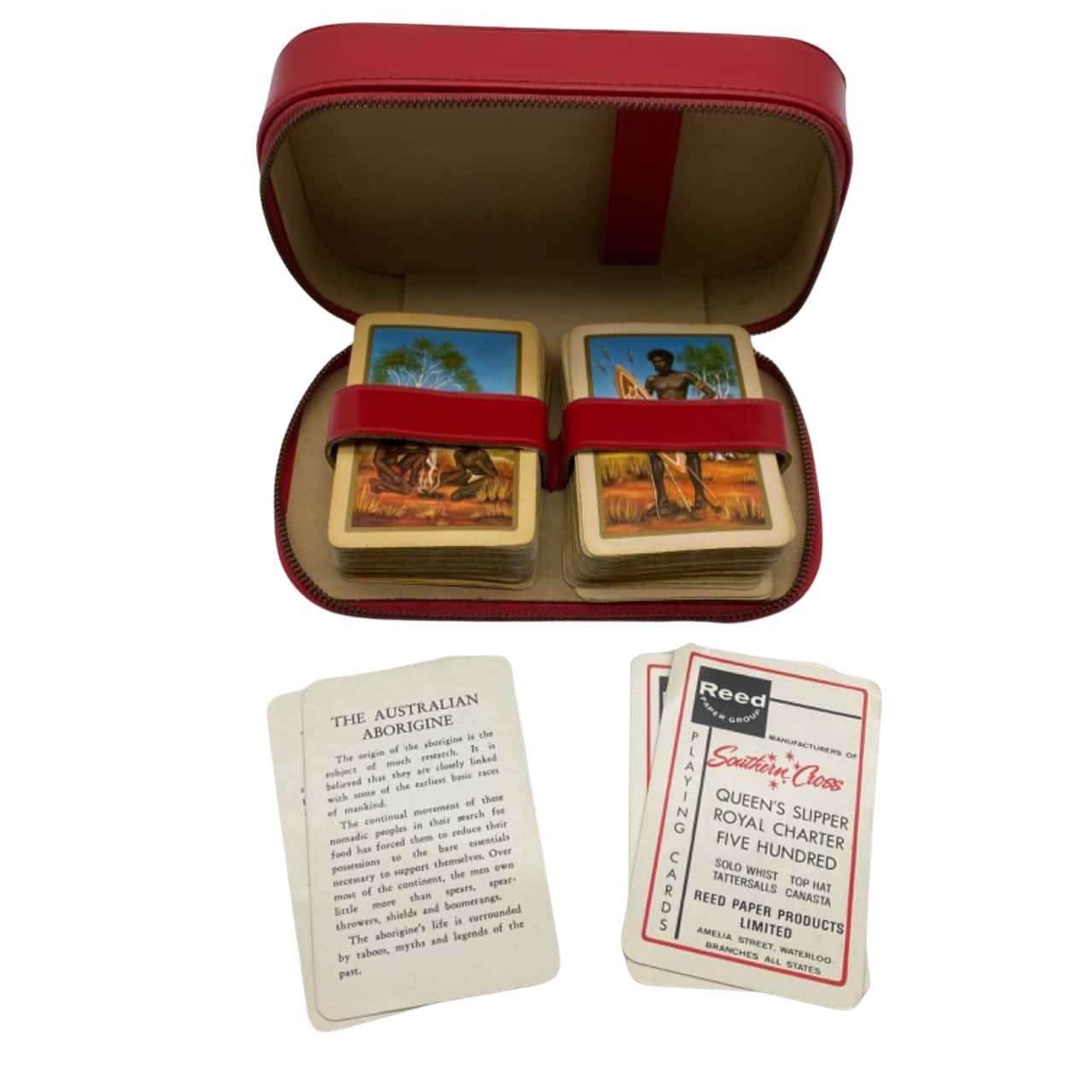 Vintage x2 Indigenous Playing Cards in Original Case