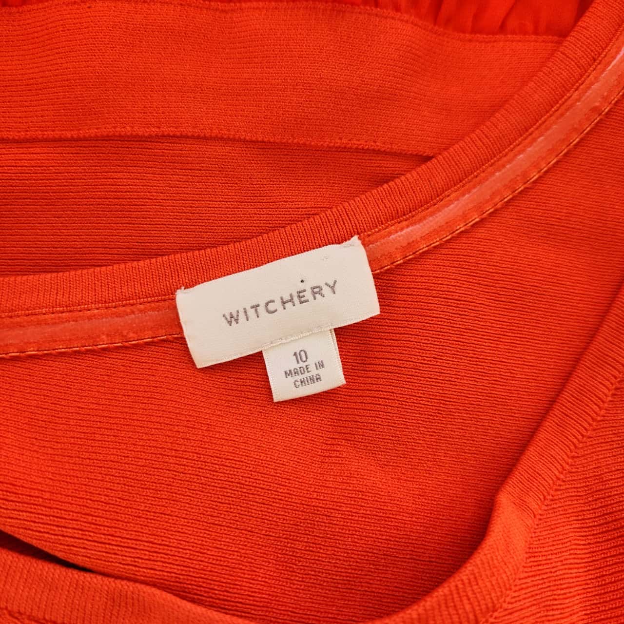 WITCHERY Orange One Shoulder Knit Mini Dress with Chiffon Over Skirt ...
